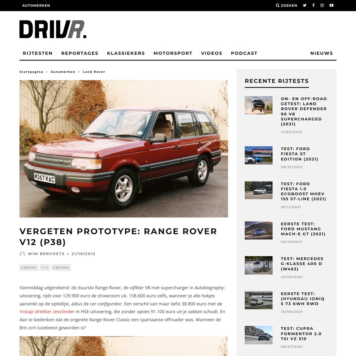 Vergeten Prototype: Range Rover V12 (P38) - DRIVR — Are.na