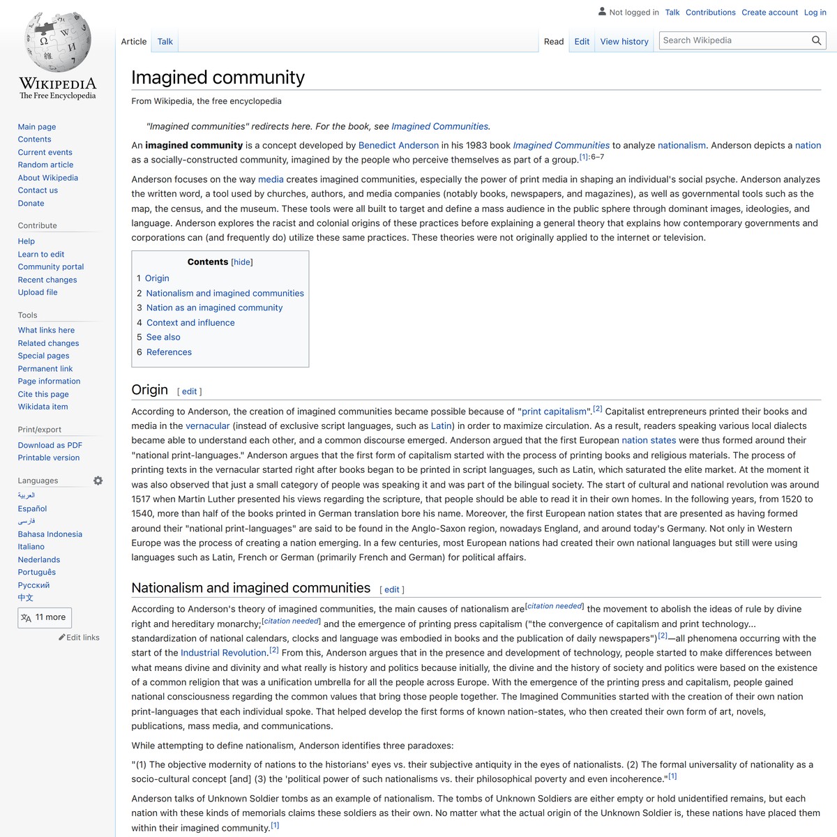 Imagined community - Wikipedia — Are.na