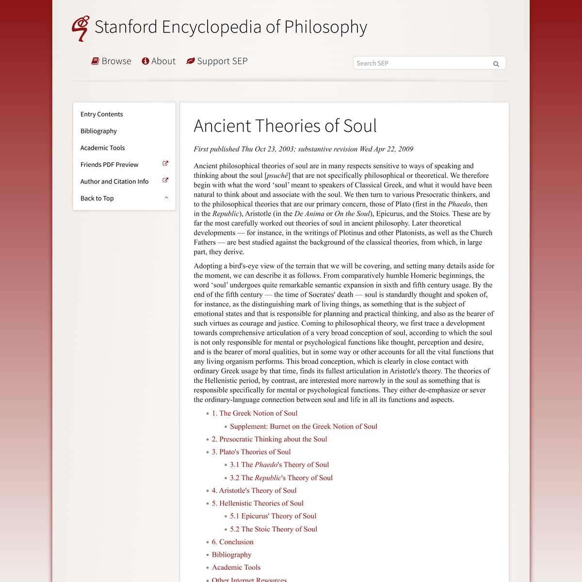 Ancient Theories of Soul (Stanford Encyclopedia of Philosophy) — Are.na