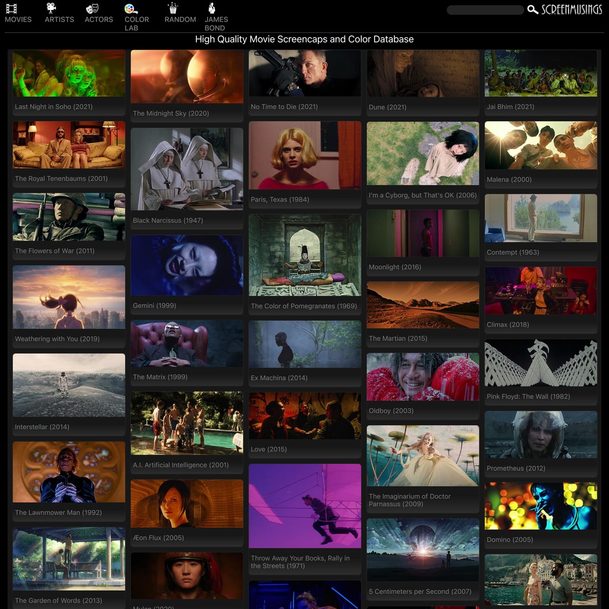 Screenmusings Movie Screencaps and Color Database — Are.na