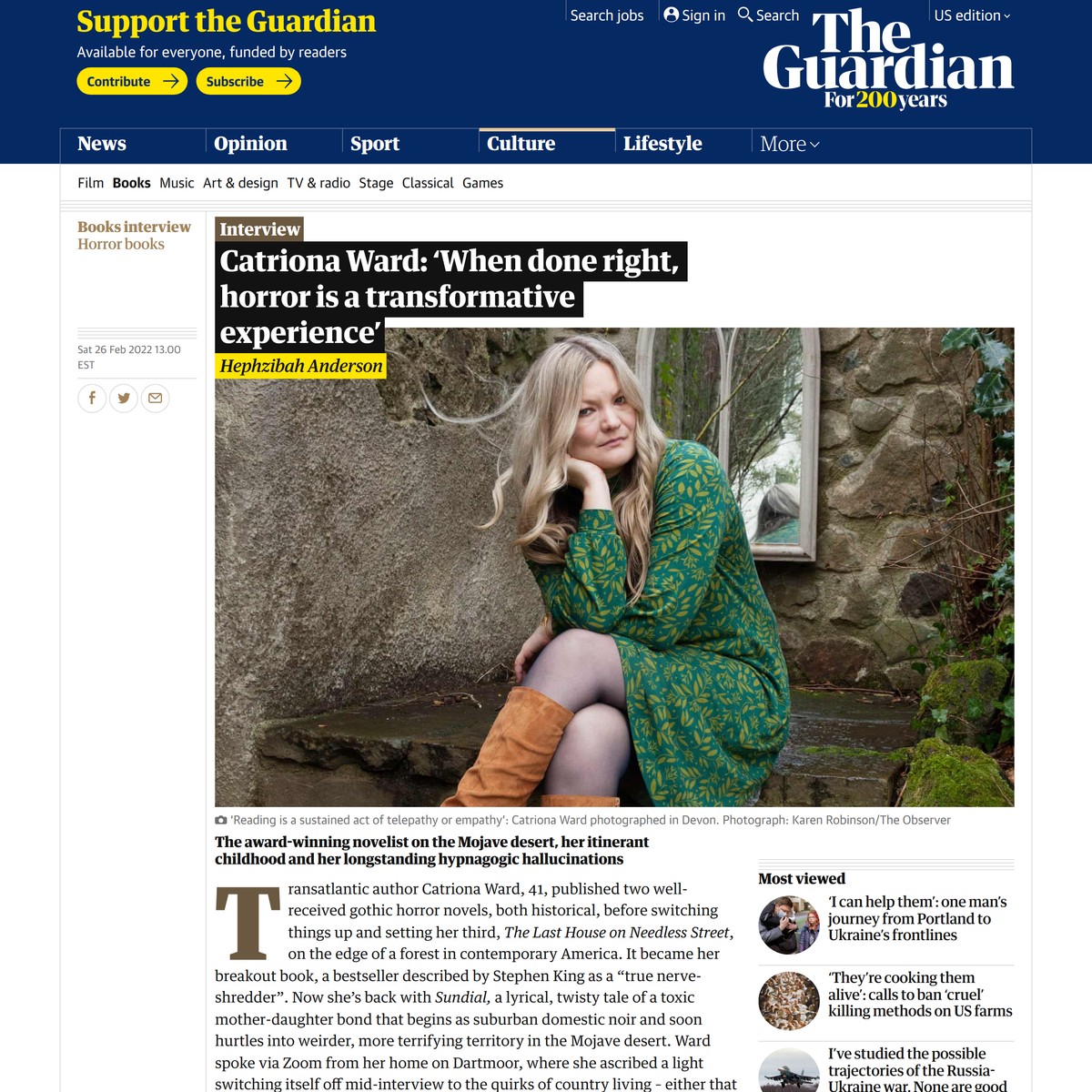Catriona Ward: ‘When done right, horror is a transformative experience ...