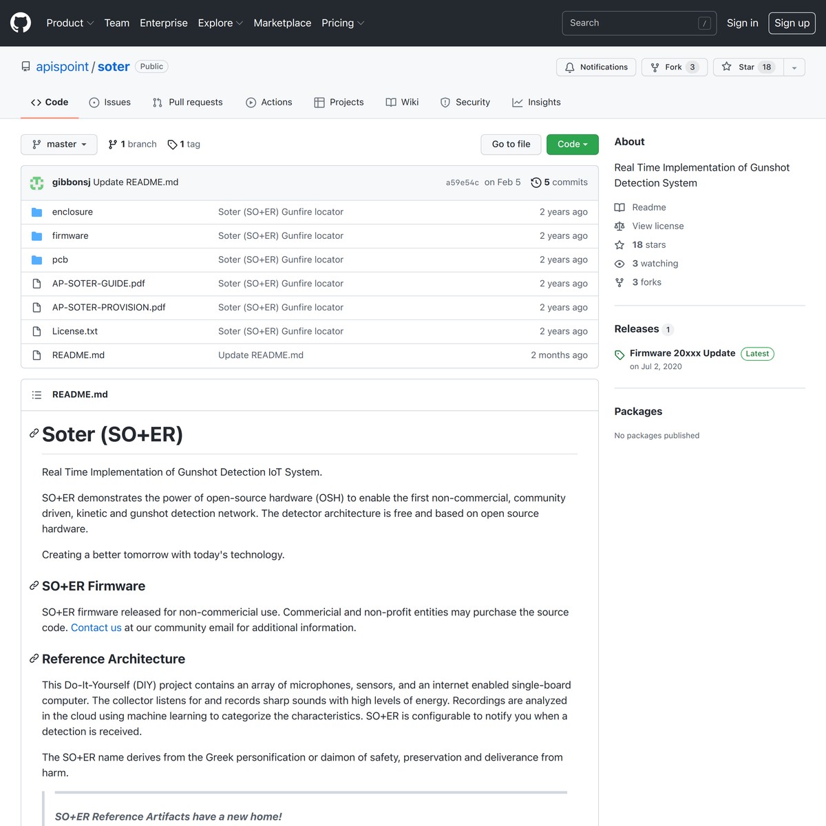 GitHub - apispoint/soter: Real Time Implementation of Gunshot Detection System — Are.na