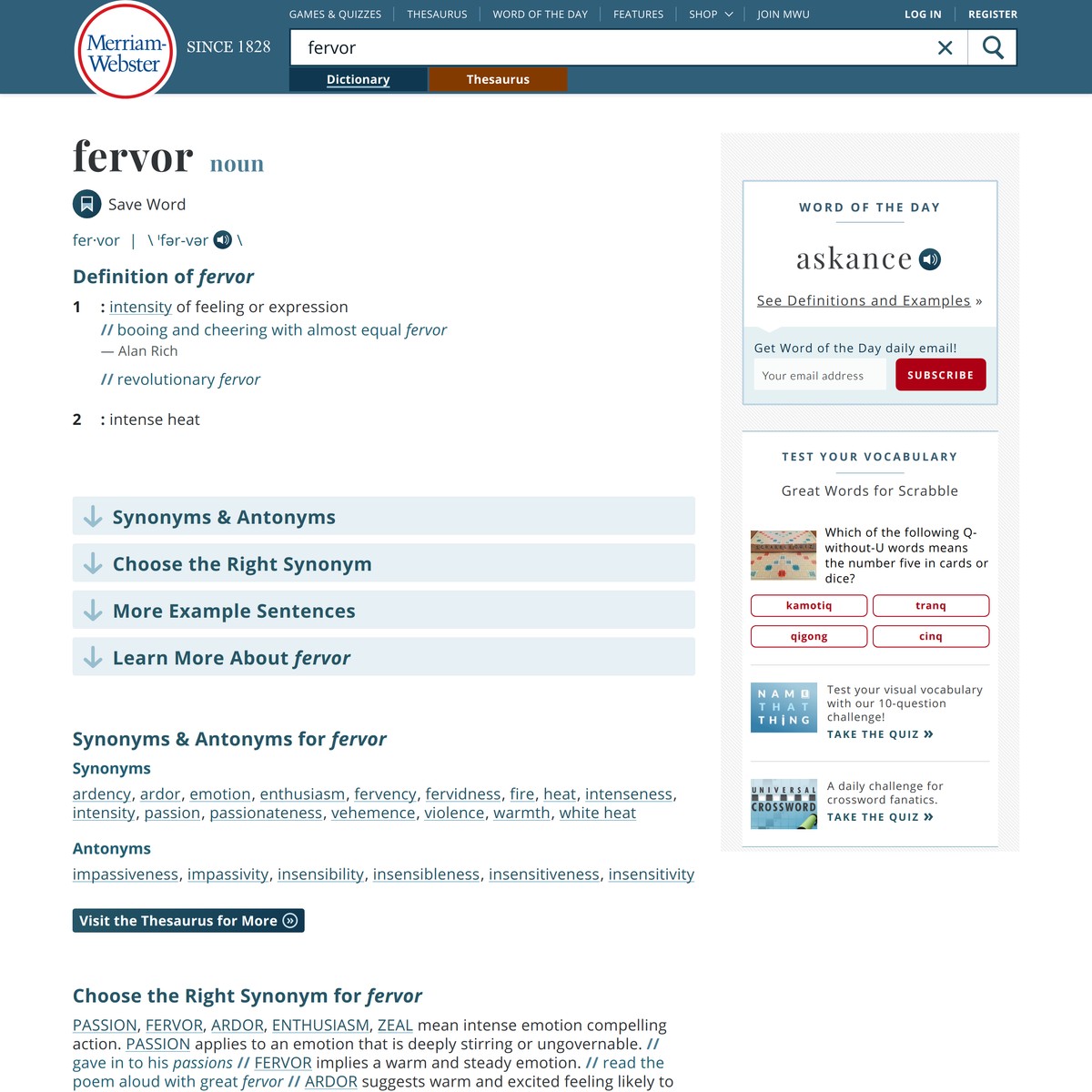 Definition of FERVOR — Are.na