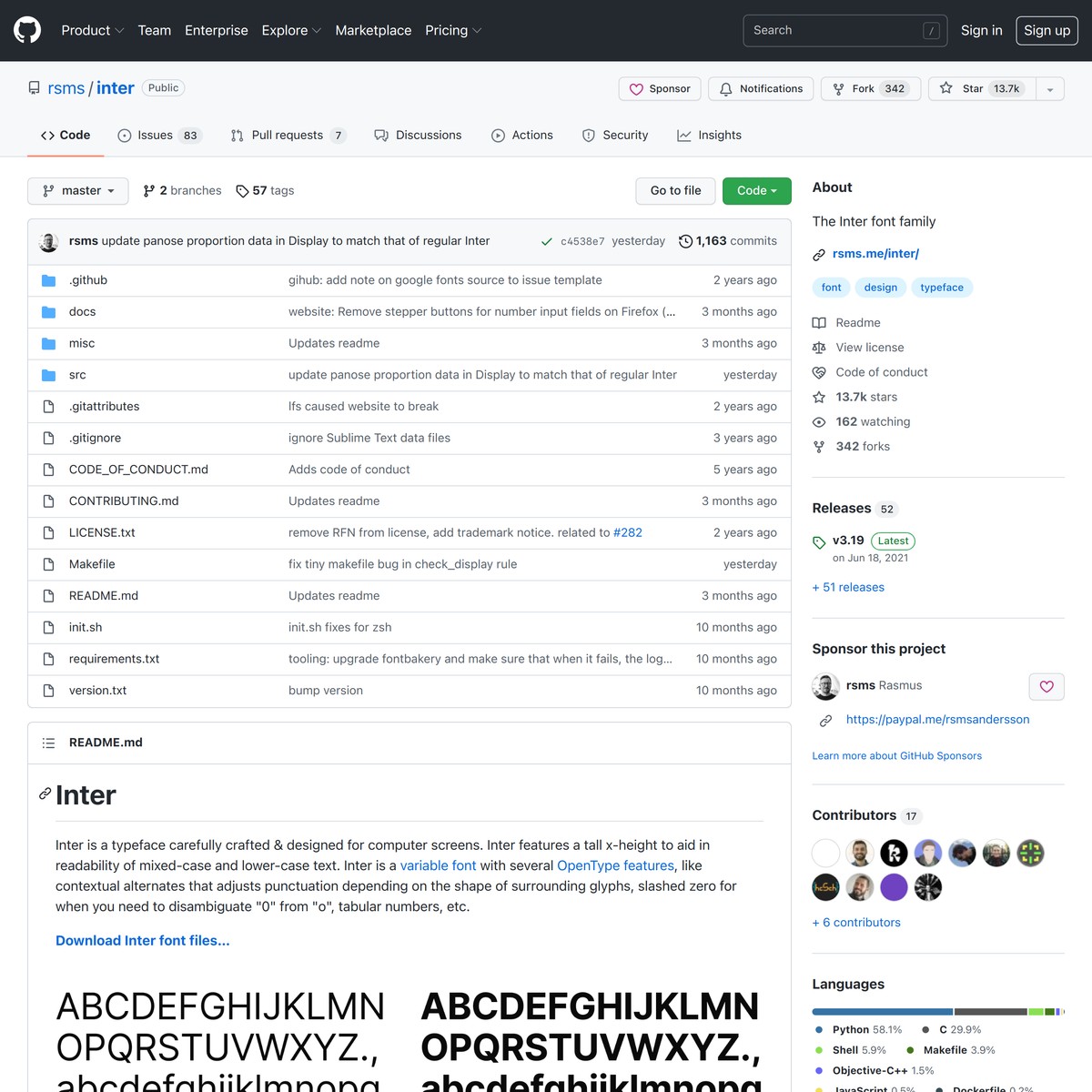 GitHub - rsms/inter: The Inter font family — Are.na