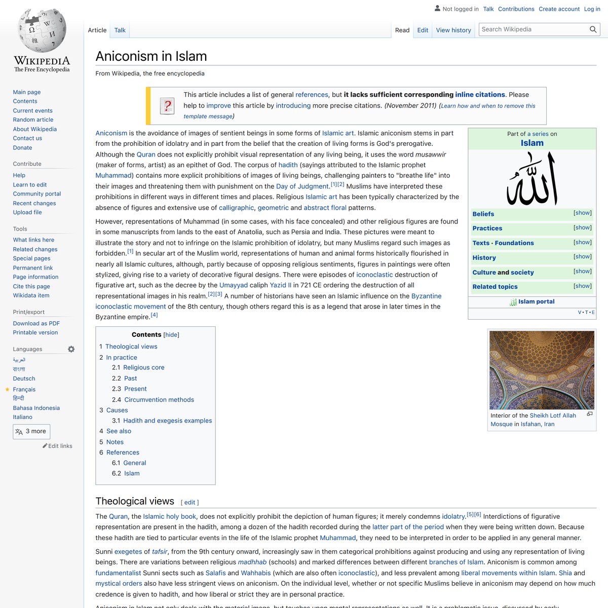 Aniconism in Islam - Wikipedia — Are.na