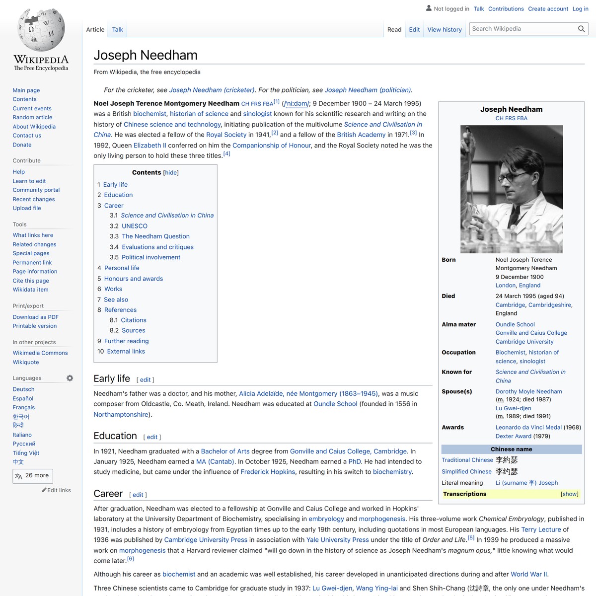 Joseph Needham - Wikipedia — Are.na