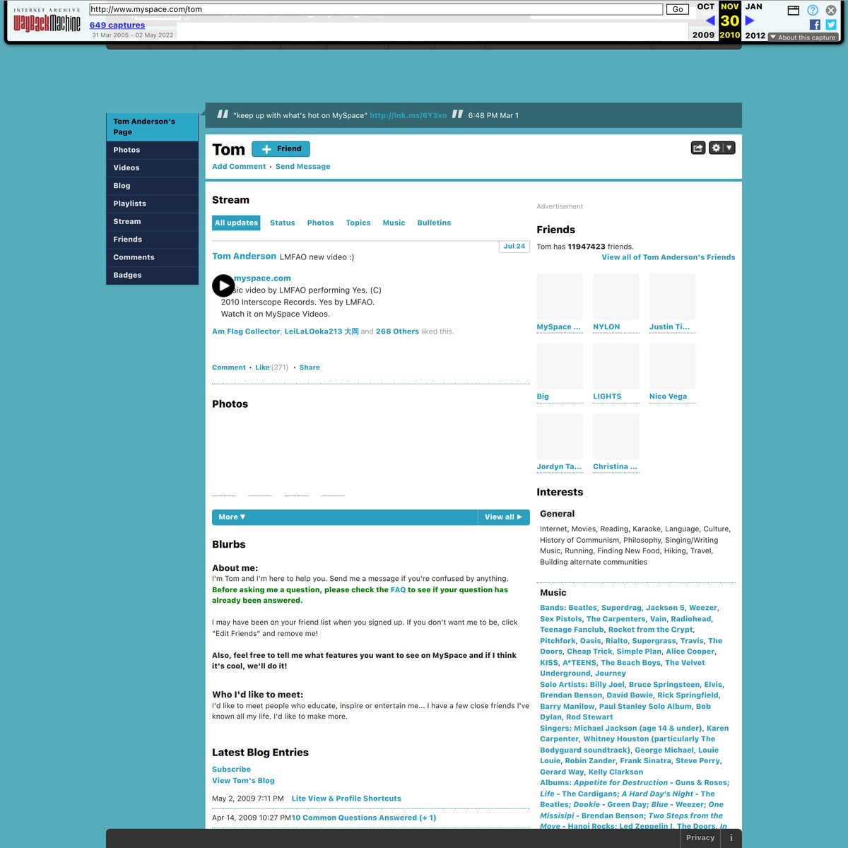 Tom (Tom Anderson) | MySpace — Are.na
