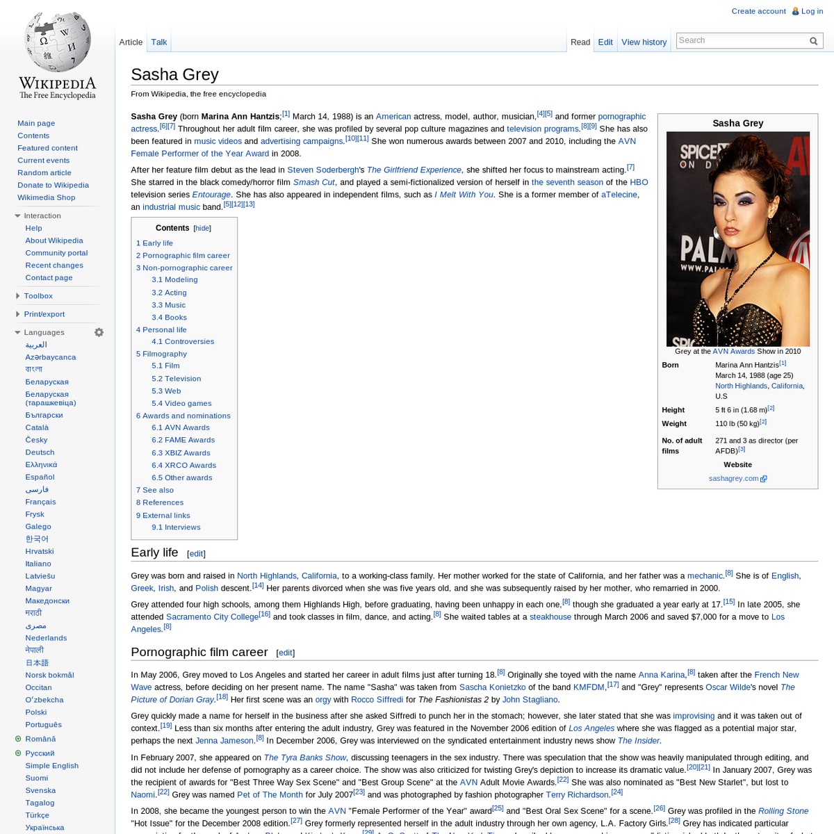 Sasha Grey - Wikipedia, the free encyclopedia — Are.na