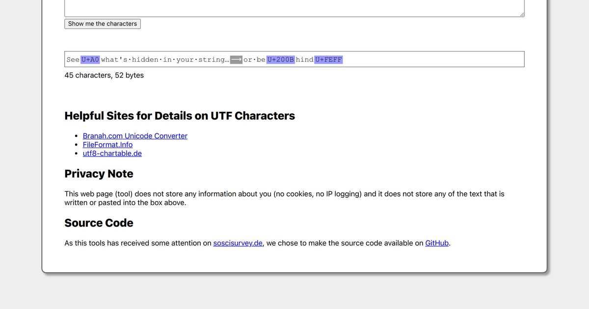 View non-printable unicode characters | Are.na