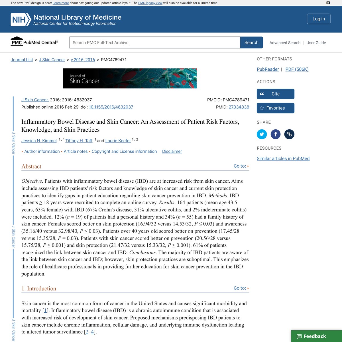 Inflammatory Bowel Disease and Skin Cancer: An Assessment of Patient ...