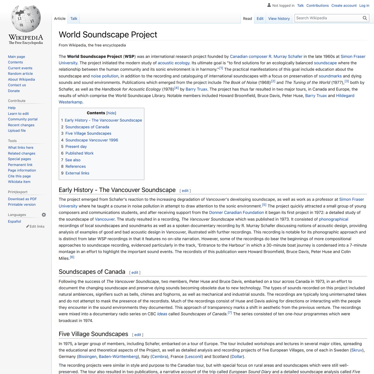 World Soundscape Project - Wikipedia — Are.na