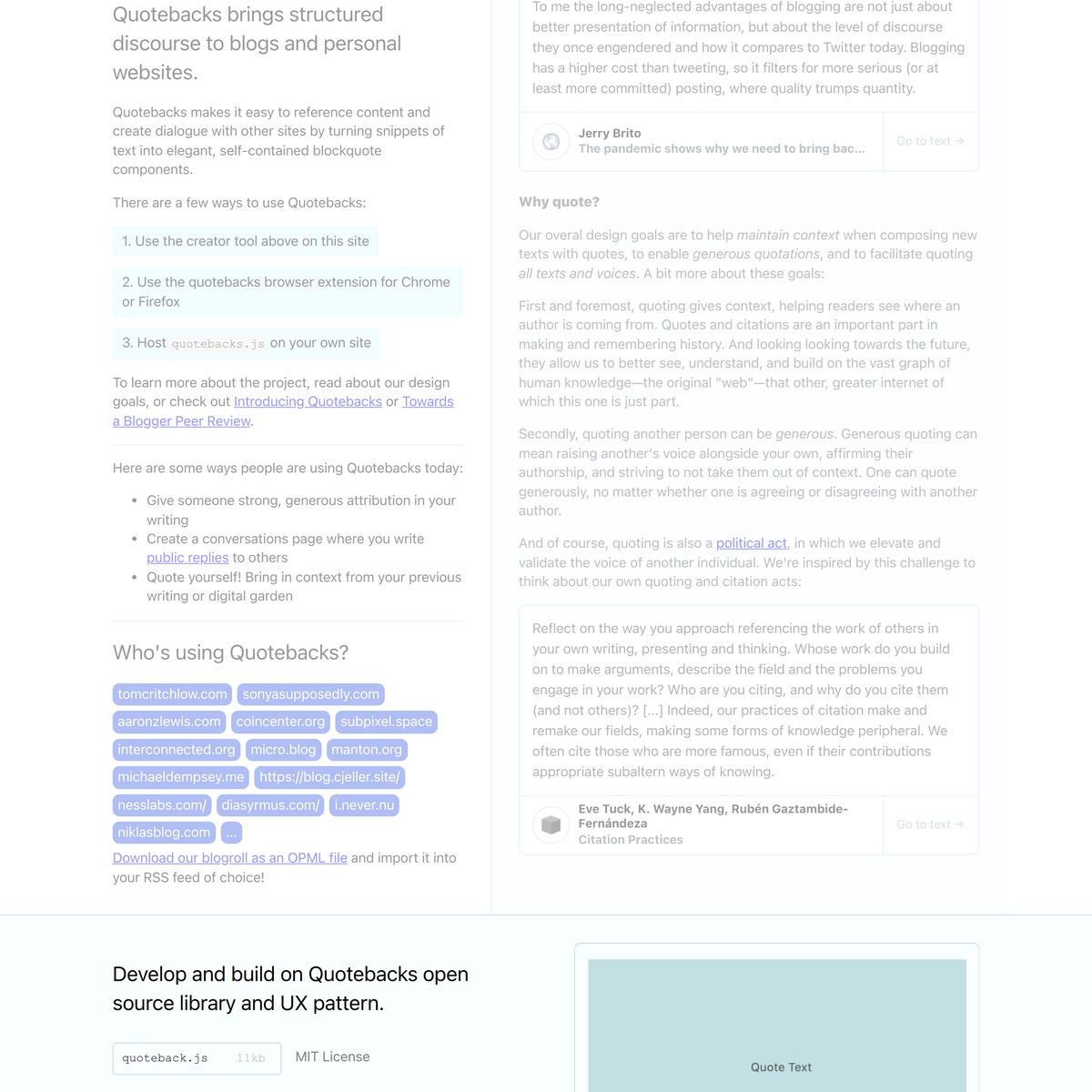 Quotebacks - Quote the web — Are.na