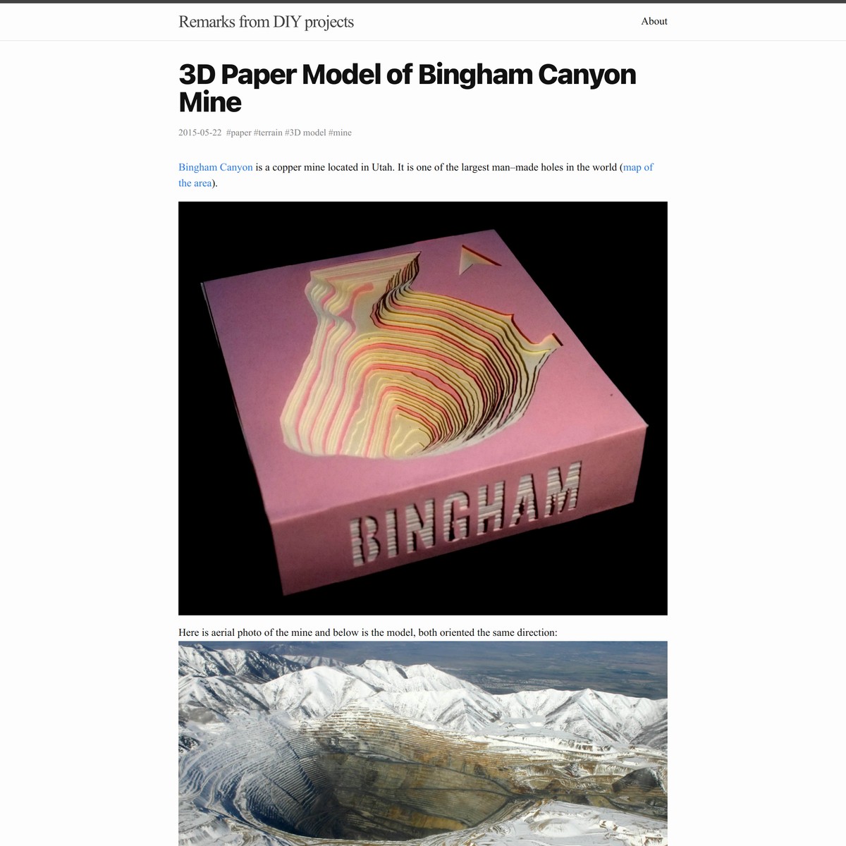 3D Paper Model of Bingham Canyon Mine — Are.na