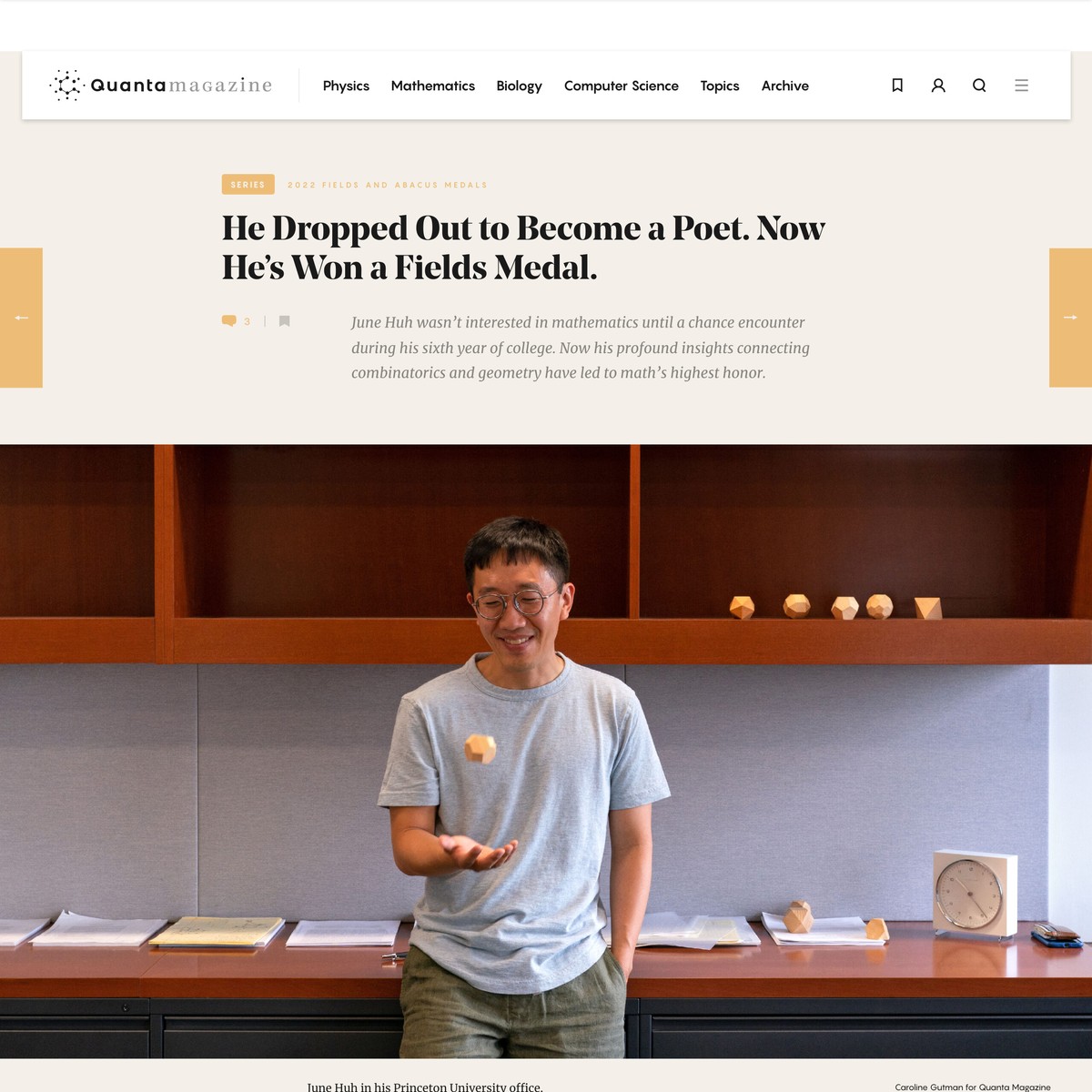 June Huh, High School Dropout, Wins the Fields Medal | Quanta Magazine ...