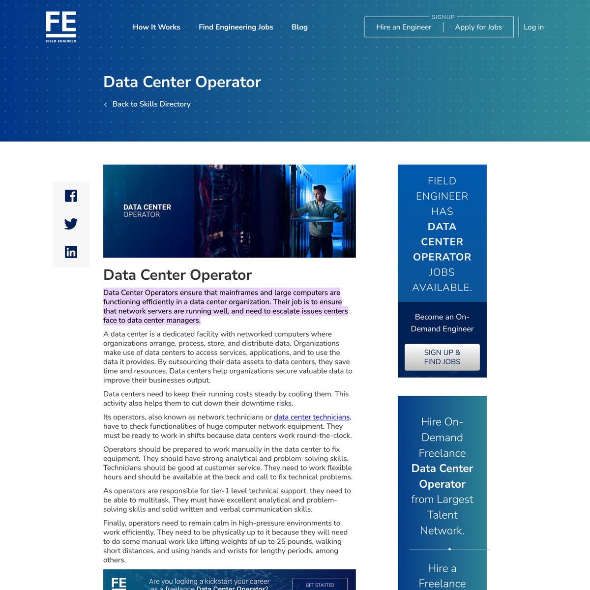 [Data Center Operator] Roles and Responsibilities & Jobs ...