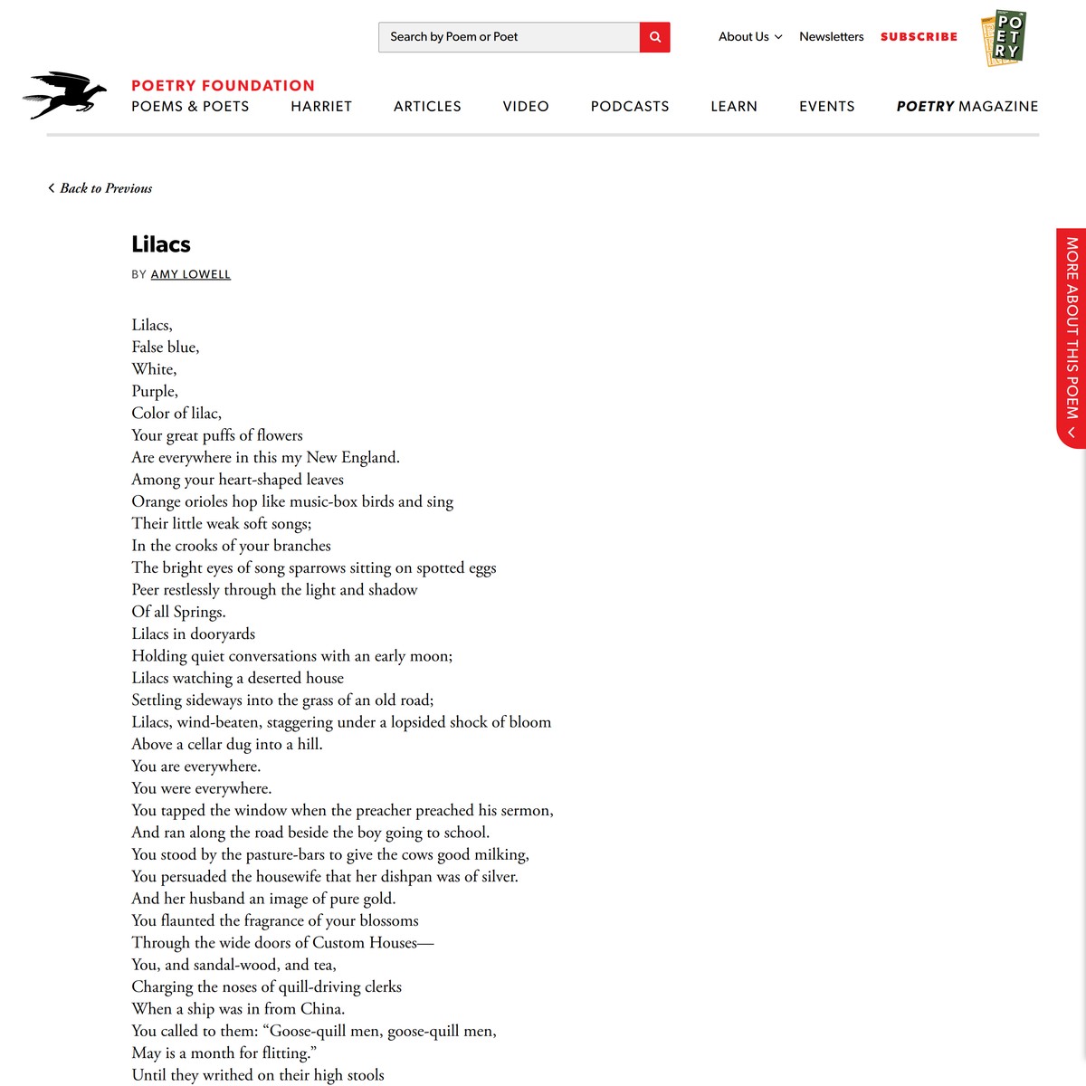 Lilacs by Amy Lowell | Poetry Foundation — Are.na