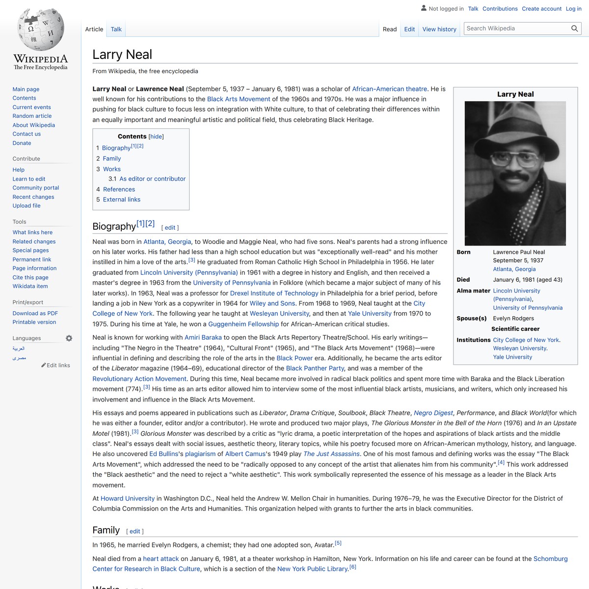 Larry Neal - Wikipedia — Are.na