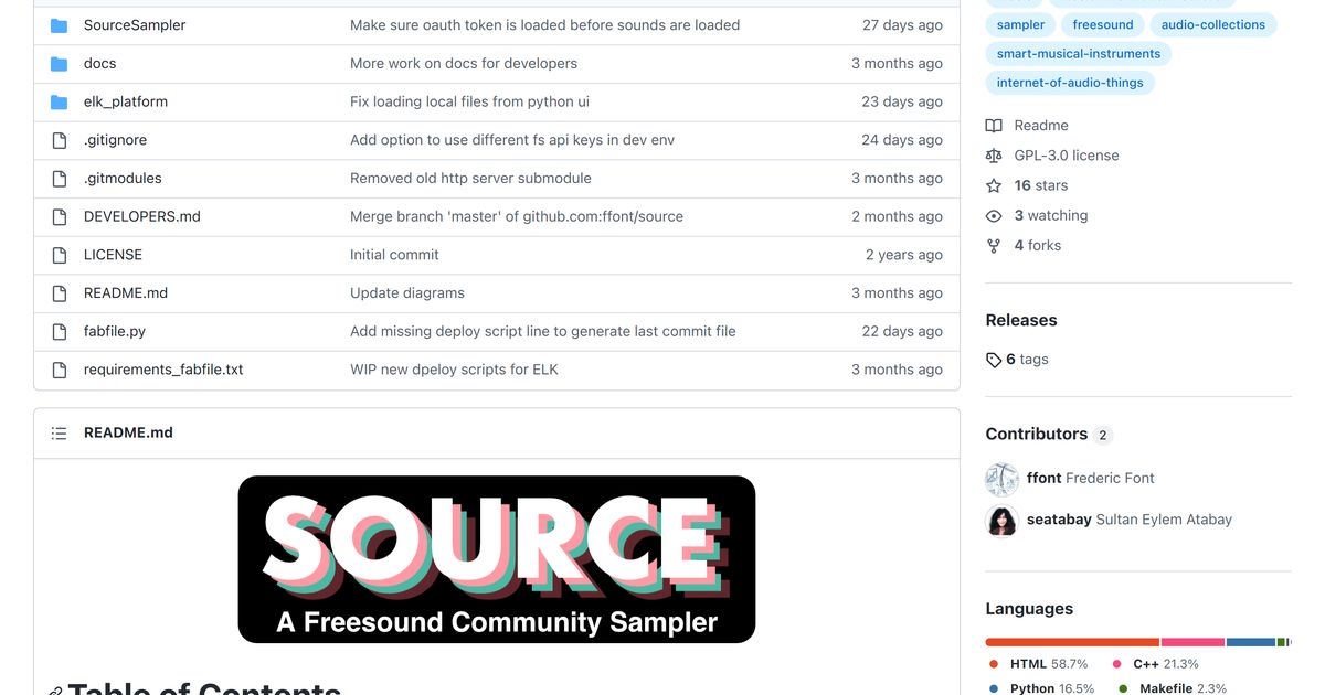 GitHub - ffont/source: A Freesound Community Sampler | Are.na