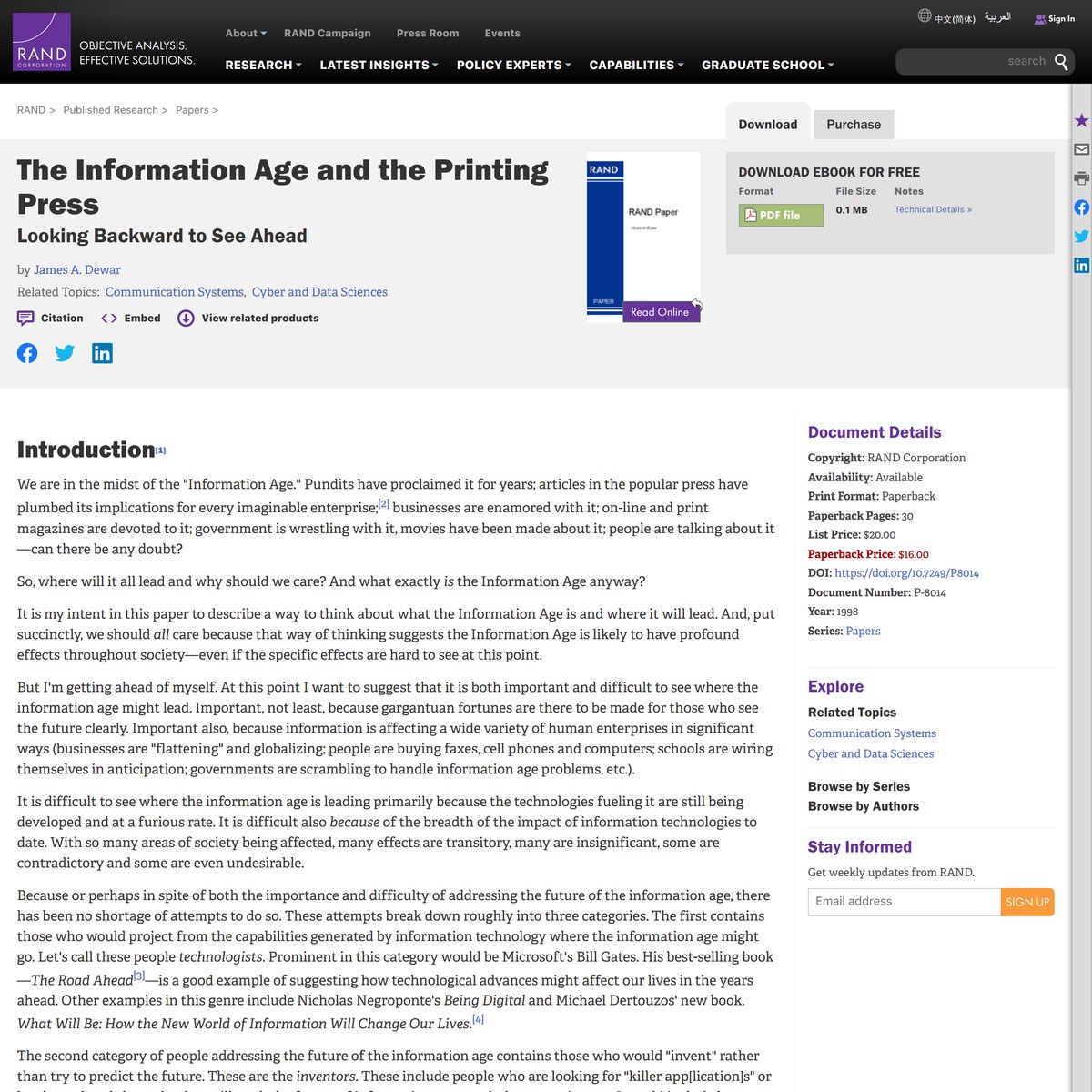 The Information Age and the Printing Press: Looking Backward to See ...