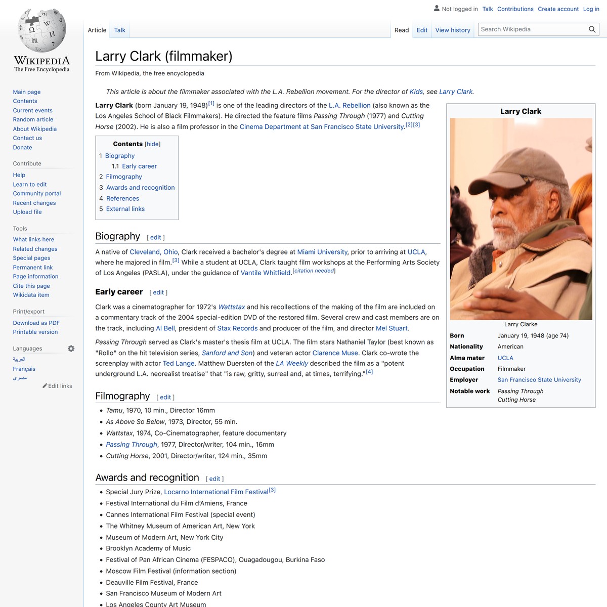 Larry Clark (filmmaker) - Wikipedia — Are.na