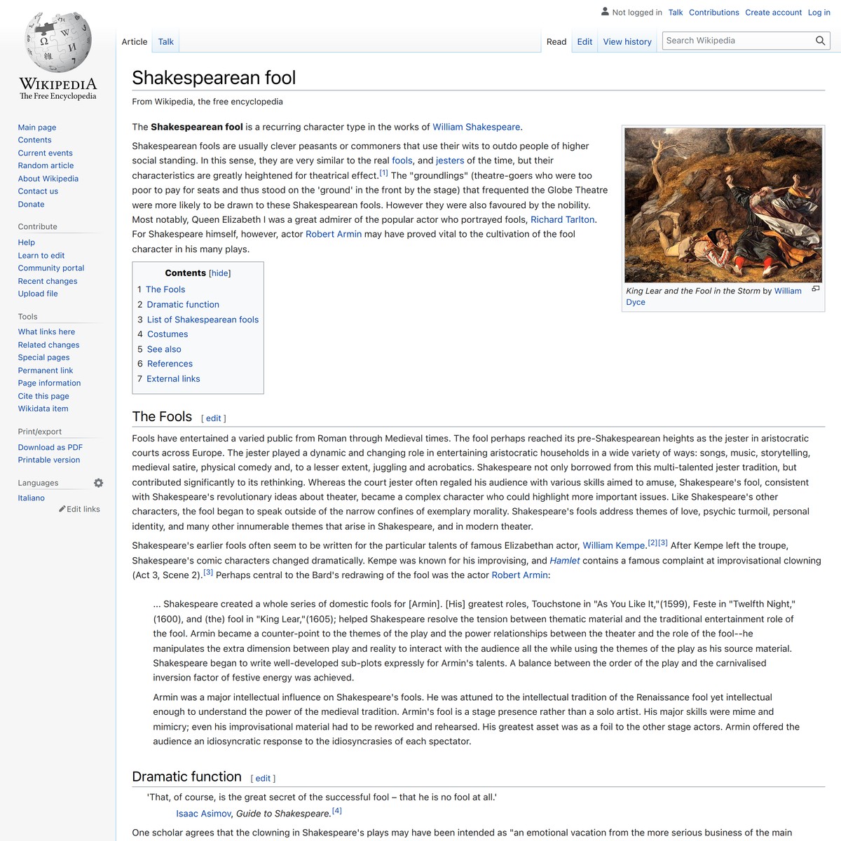 Shakespearean fool - Wikipedia — Are.na