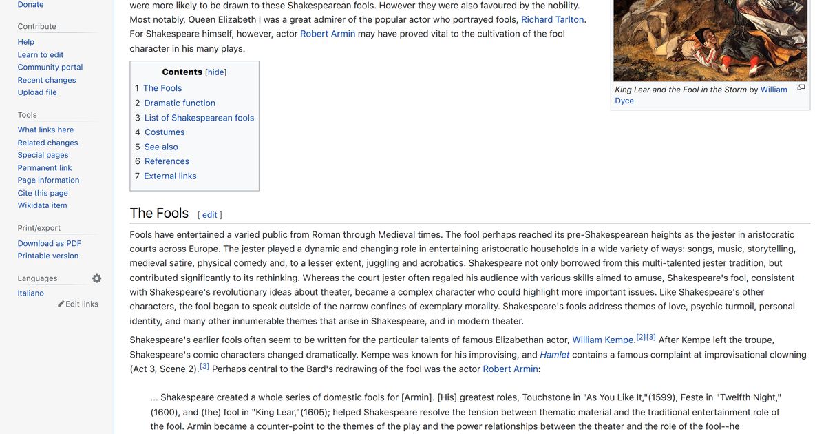 Shakespearean fool - Wikipedia | Are.na