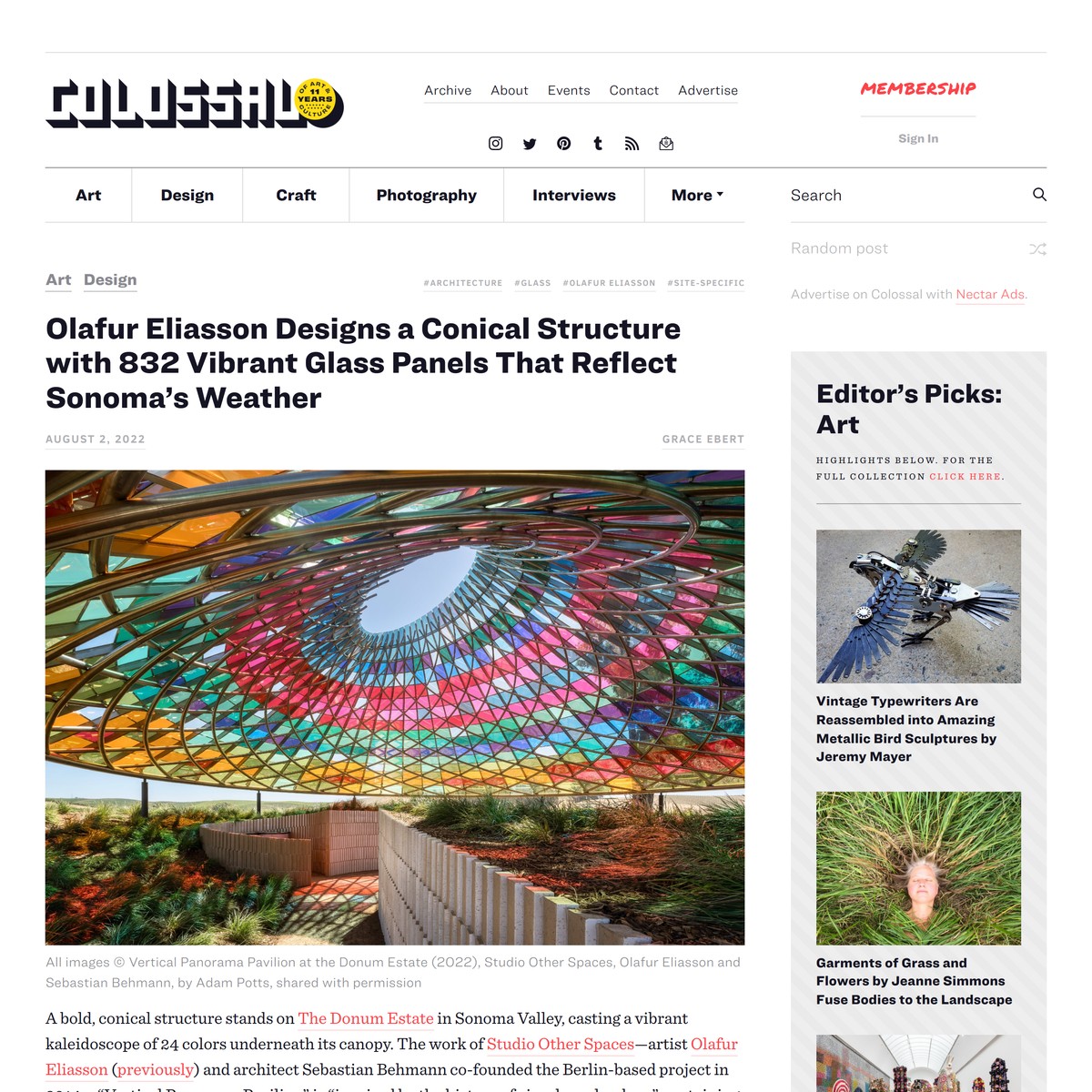 Olafur Eliasson Designs a Conical Structure with 832 Vibrant Glass ...