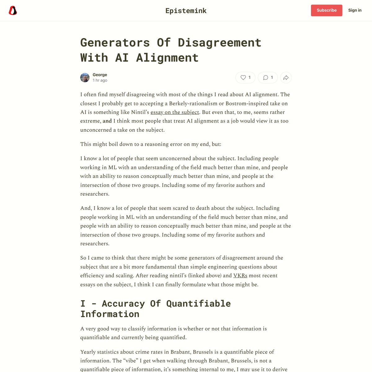 Generators Of Disagreement With AI Alignment - by George — Are.na