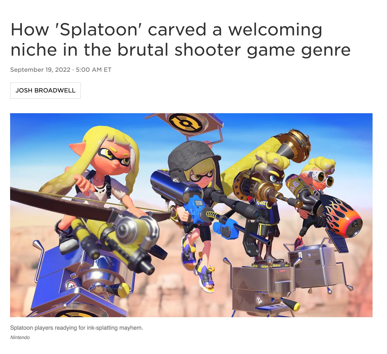 How 'Splatoon' carved a welcoming niche in the brutal shooter game ...