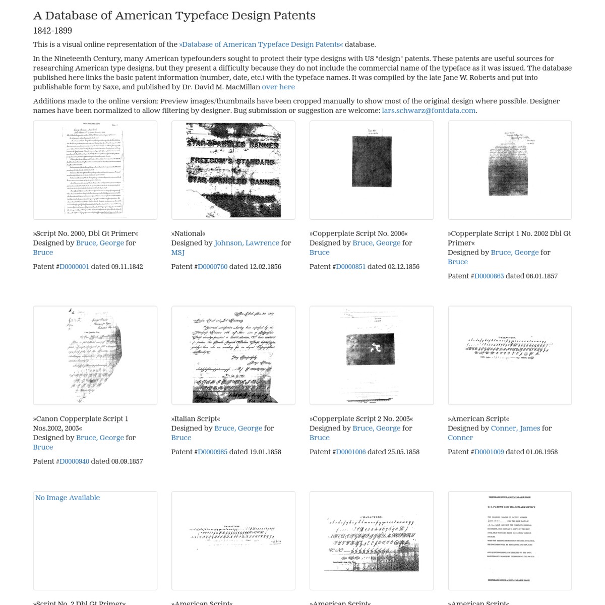 A Database of American Typeface Design Patents - online/visual version ...