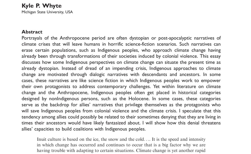 Indigenous science (fiction) for the Anthropocene: Ancestral dystopias ...