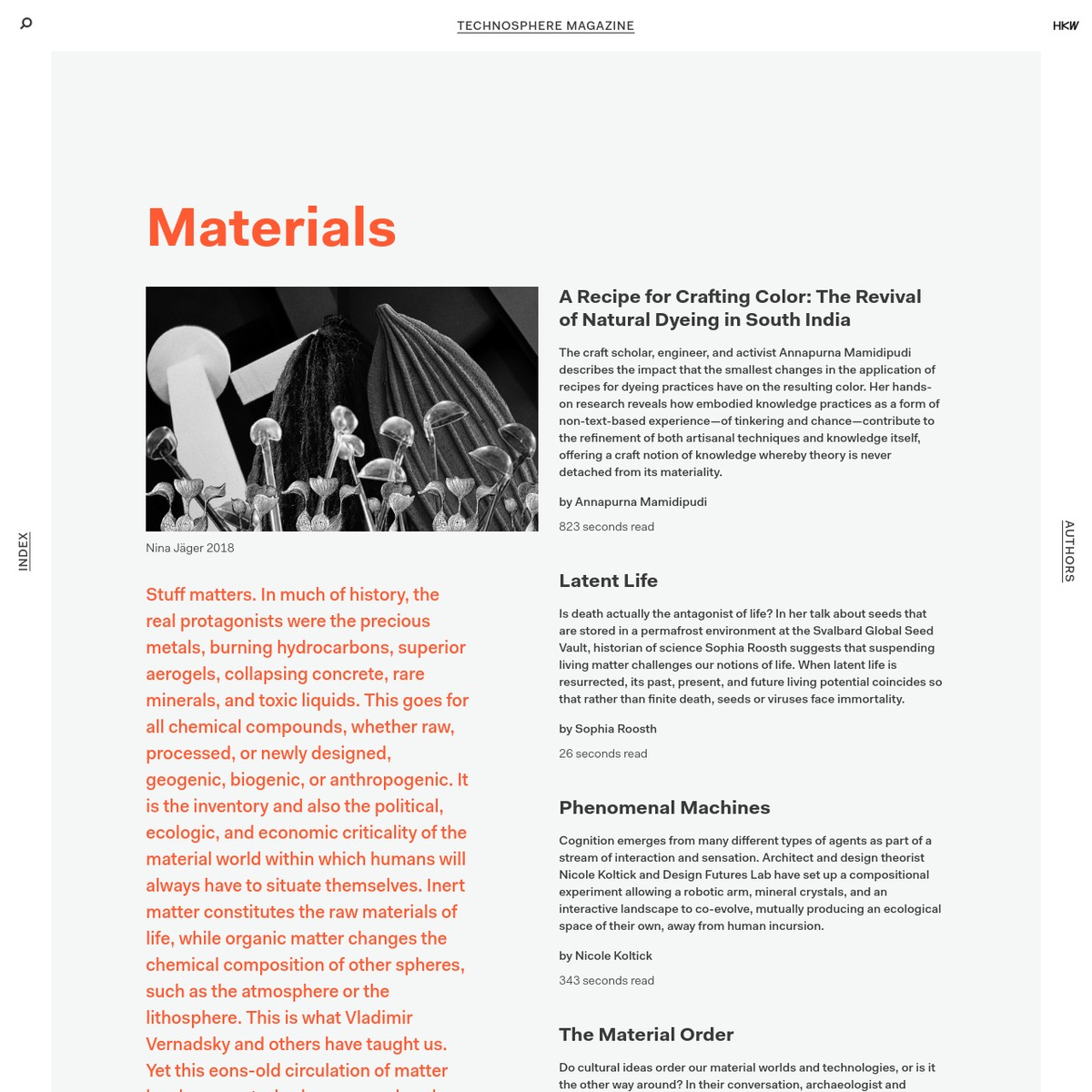 Technosphere Magazine: Materials — Are.na