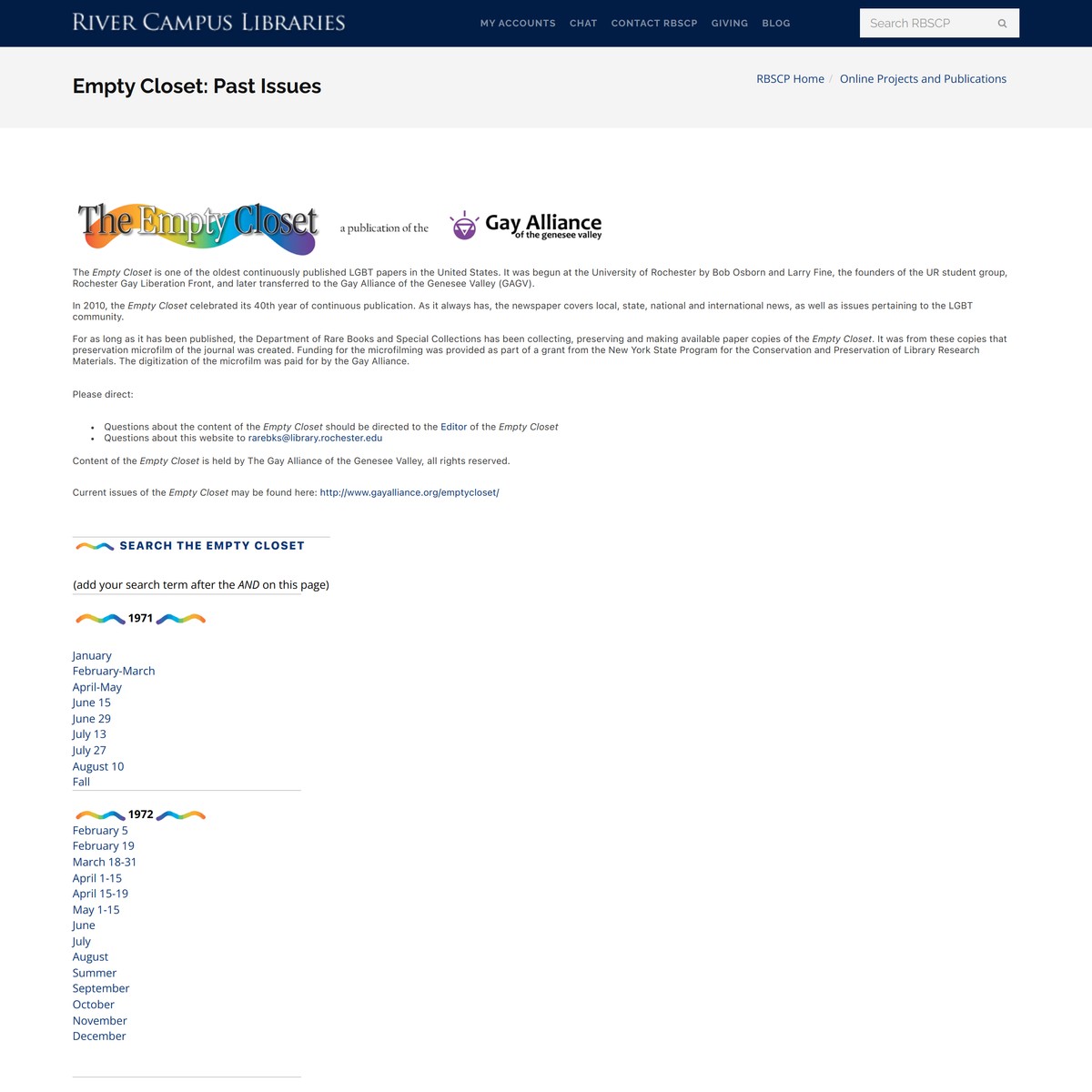 Empty Closet: Past Issues | RBSCP — Are.na