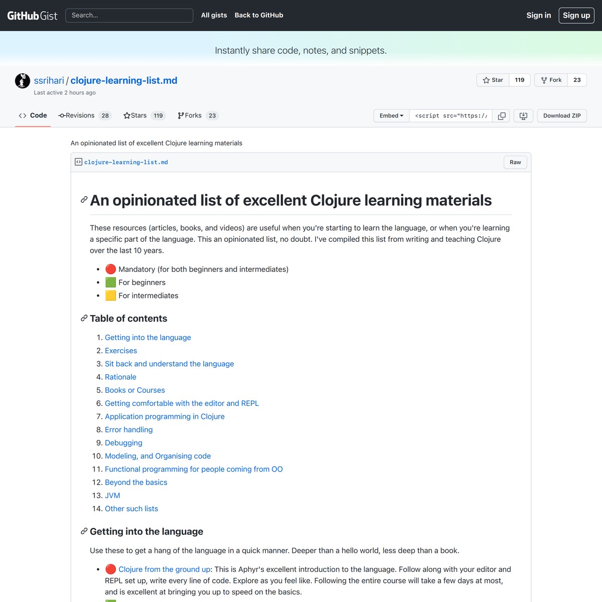 An opinionated list of excellent Clojure learning materials — Are.na
