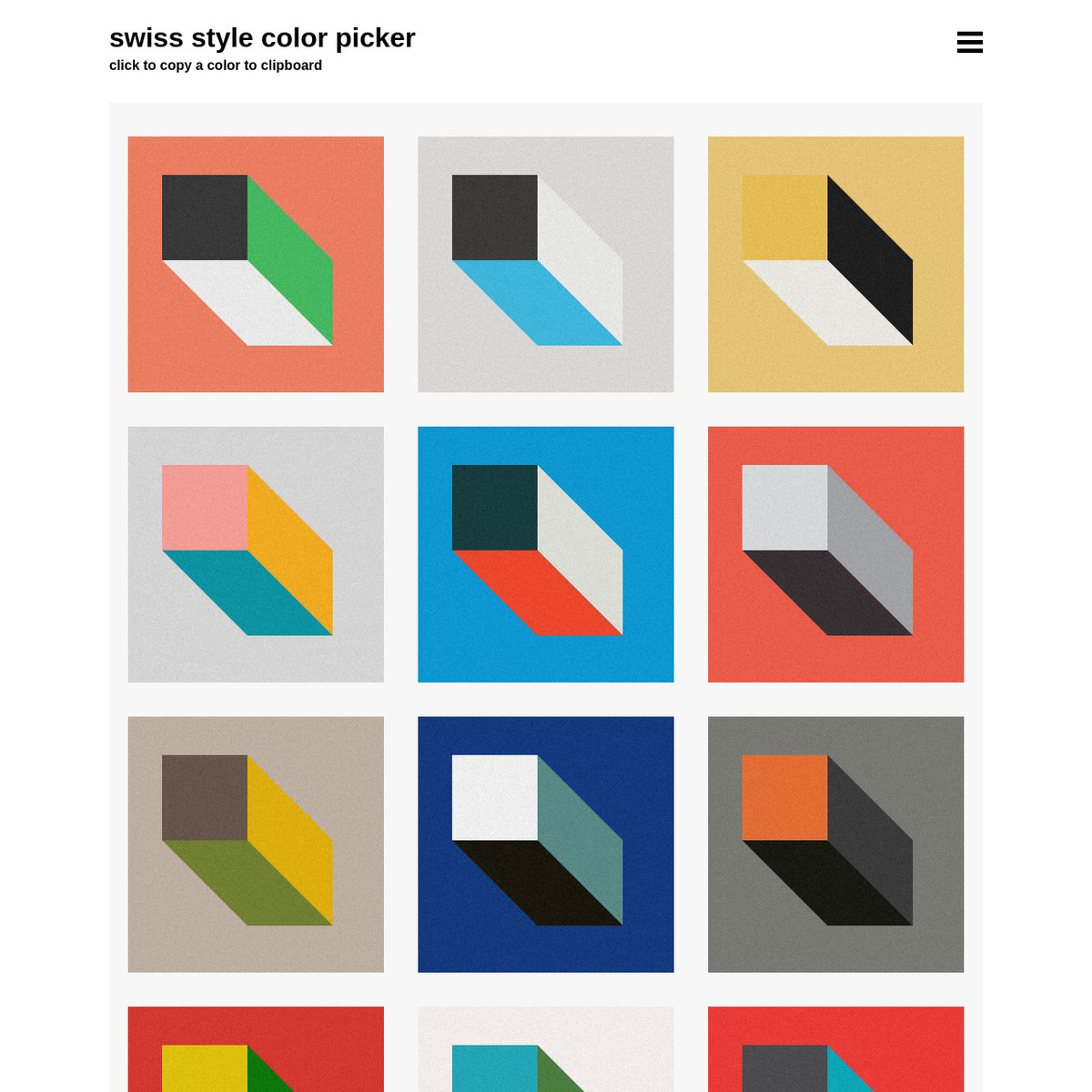 Swiss Style Color Picker | International Style Colors Scheme Palette ...