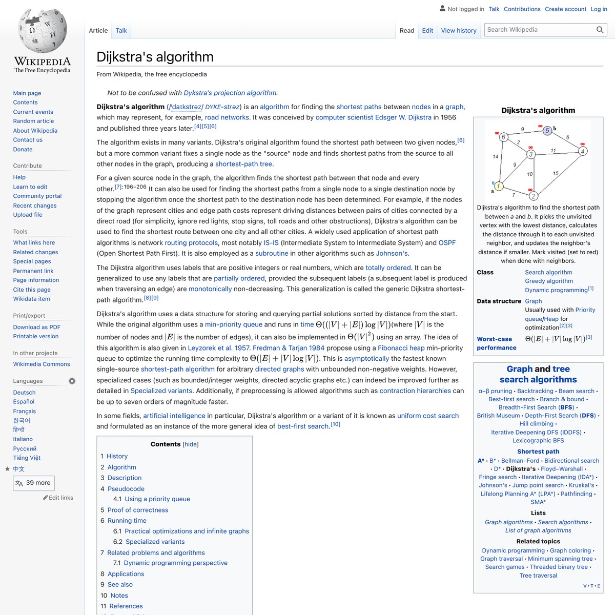 Dijkstra’s algorithm - Wikipedia — Are.na