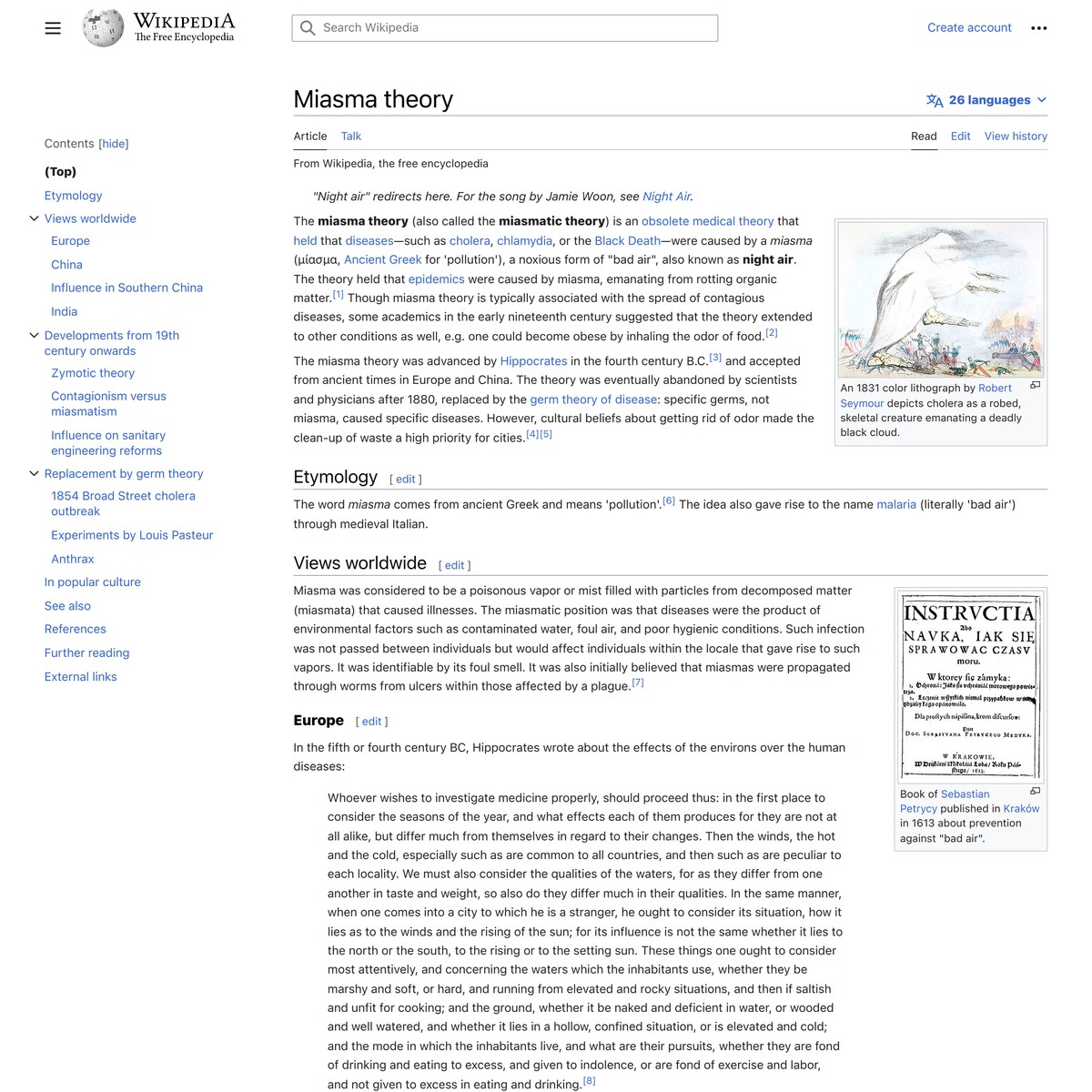 Miasma theory - Wikipedia — Are.na