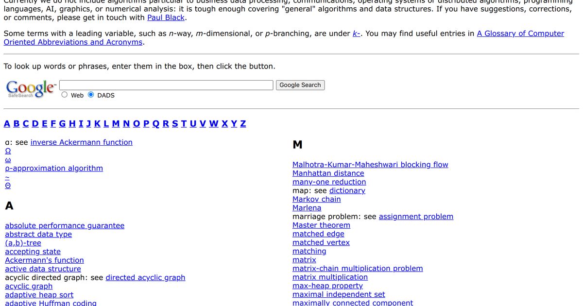 Dictionary of Algorithms and Data Structures | Are.na