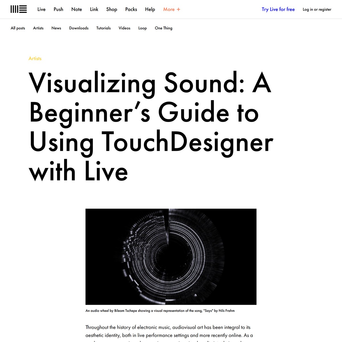 Visualizing Sound: A Beginner’s Guide to Using TouchDesigner with Live — Are.na