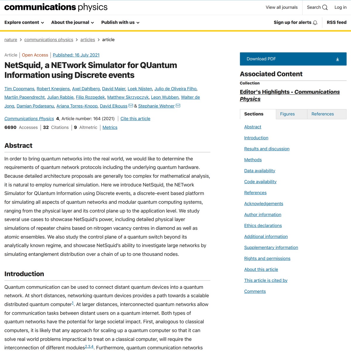 NetSquid, a NETwork Simulator for QUantum Information using Discrete ...