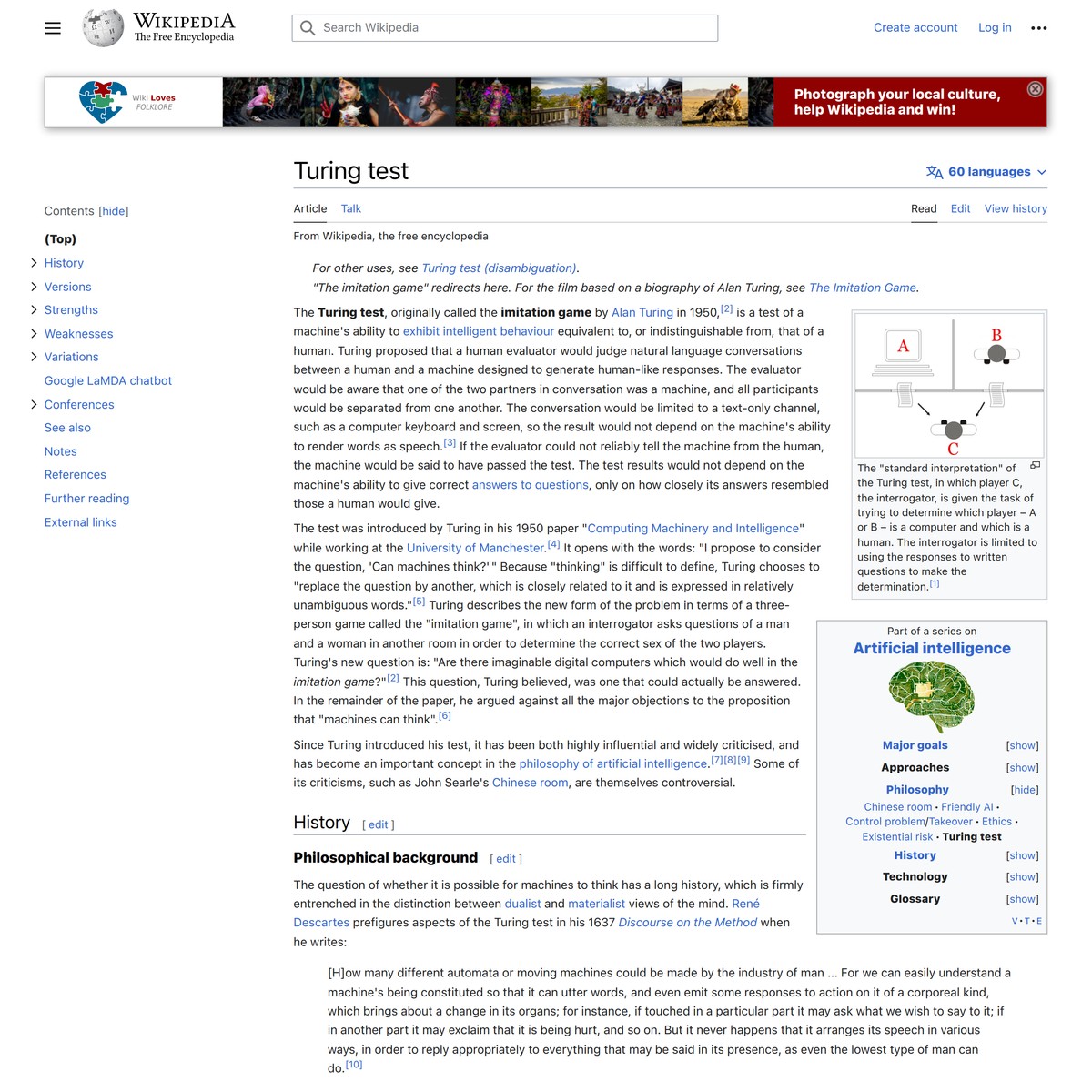 Turing test - Wikipedia — Are.na