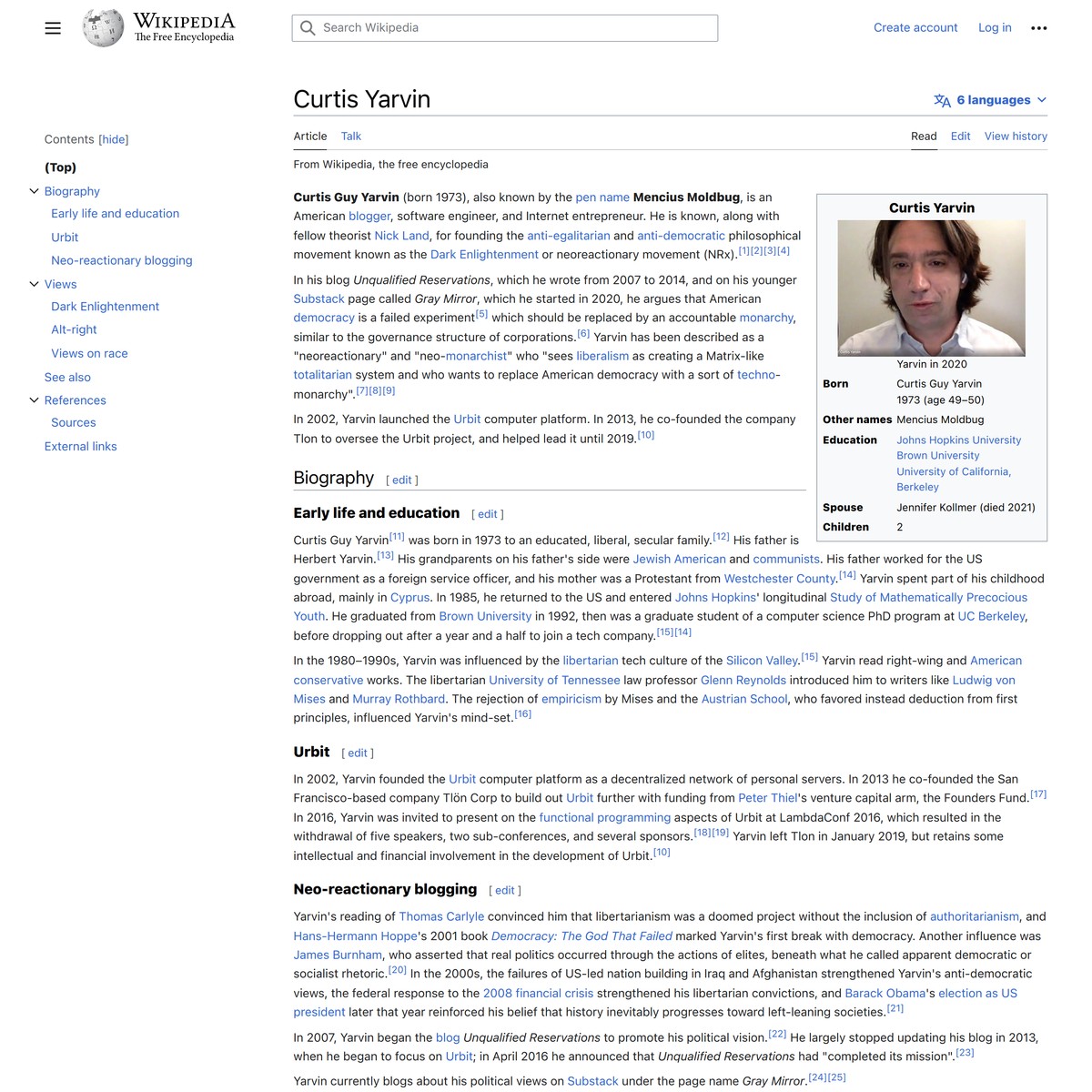 Curtis Yarvin - Wikipedia — Are.na