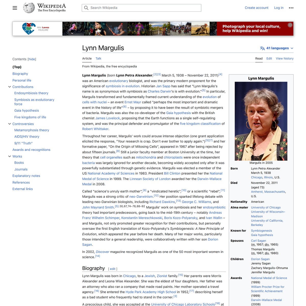 Lynn Margulis - Wikipedia — Are.na