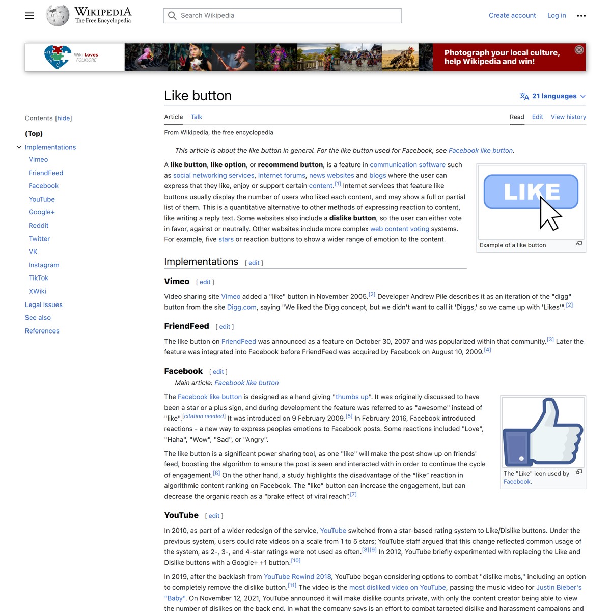Like button - Wikipedia — Are.na