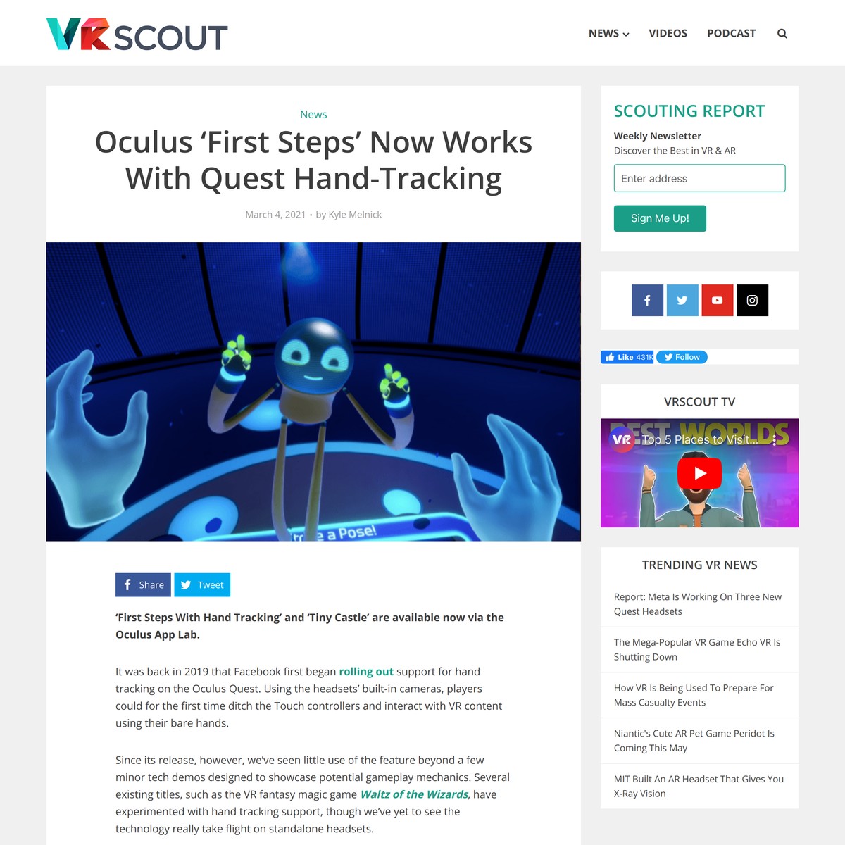 Oculus ‘First Steps’ Now Works With Quest Hand-Tracking - VRScout — Are.na