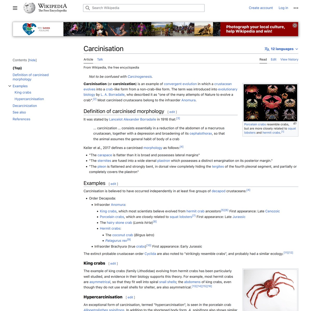 Carcinisation - Wikipedia — Are.na