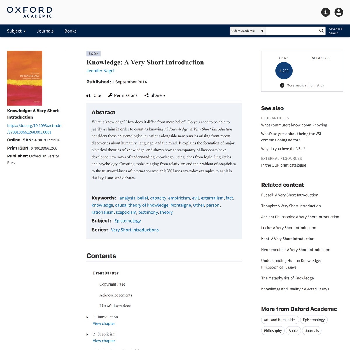 Knowledge: A Very Short Introduction — Are.na