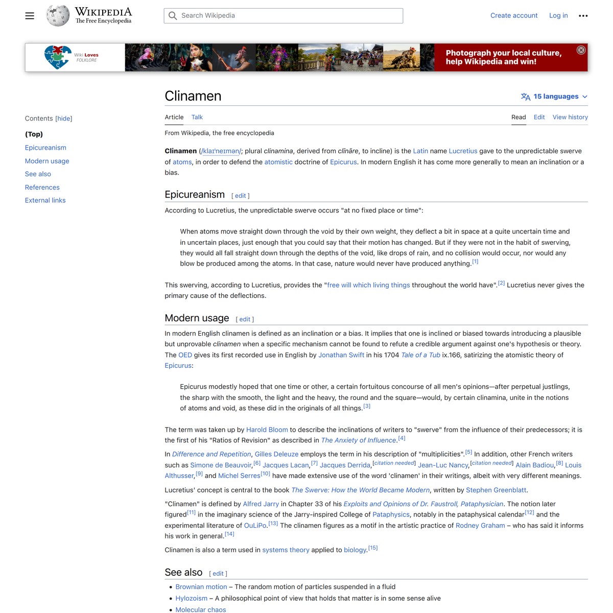 Clinamen - Wikipedia — Are.na