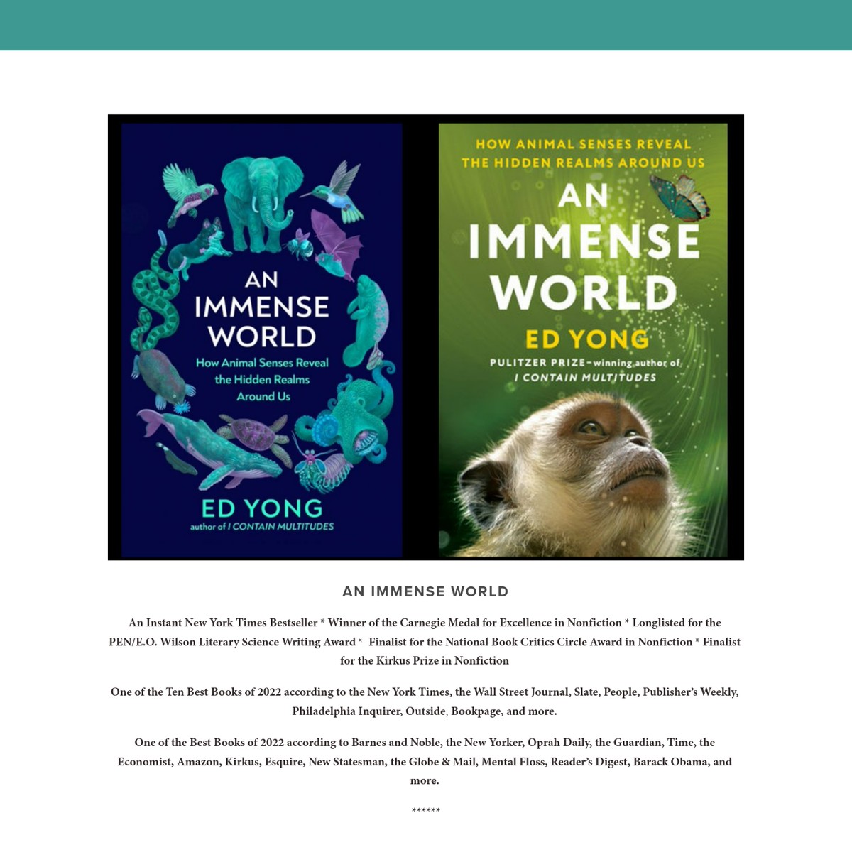 An Immense World - Ed Yong — Are.na