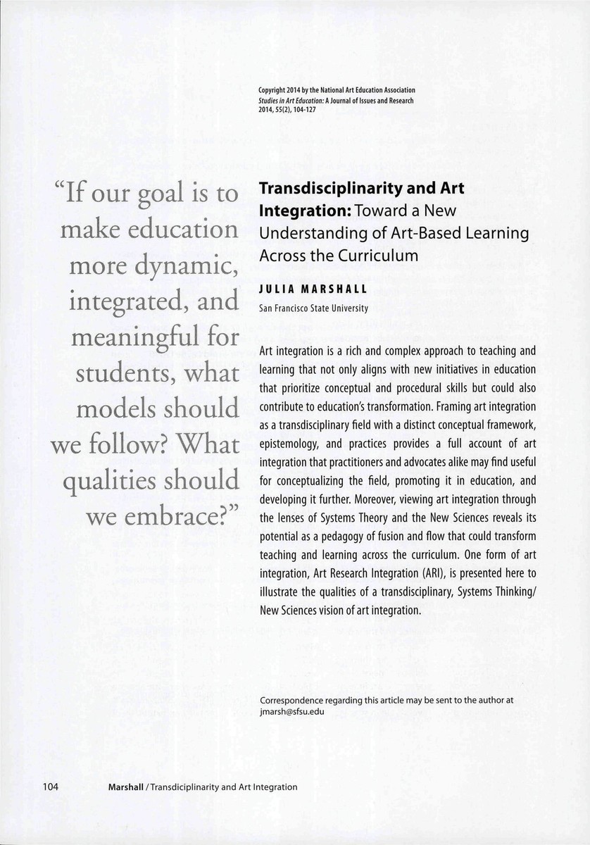 Transdisciplinarity And Art Integration — Are.na